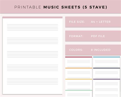 Printable Lined Music Sheets Print At Home 5 Stave Music Manuscript
