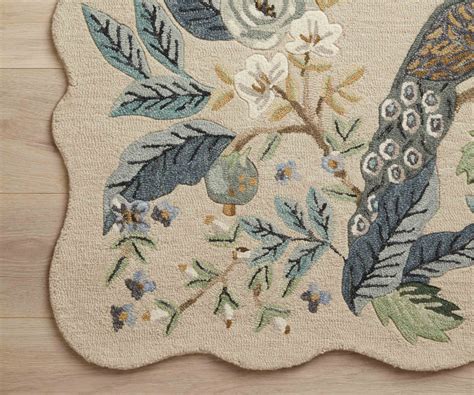 Peacock Wool Hooked Rug In Blue Rifle Paper Co