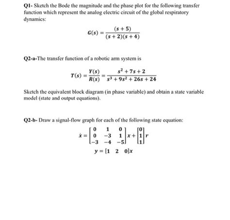 Solved Q Sketch The Bode The Magnitude And The Phase Plot Chegg
