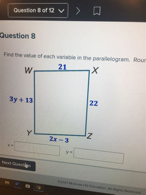 Answered Find The Value Of Each Variable In The Bartleby