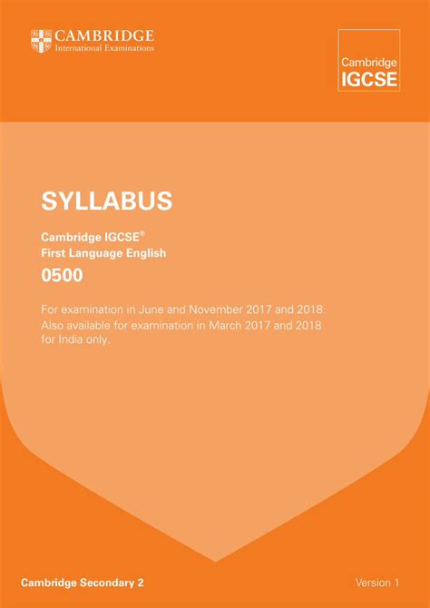 Pdf Syllabus Rafflesis · Cambridge Igcse First Language English