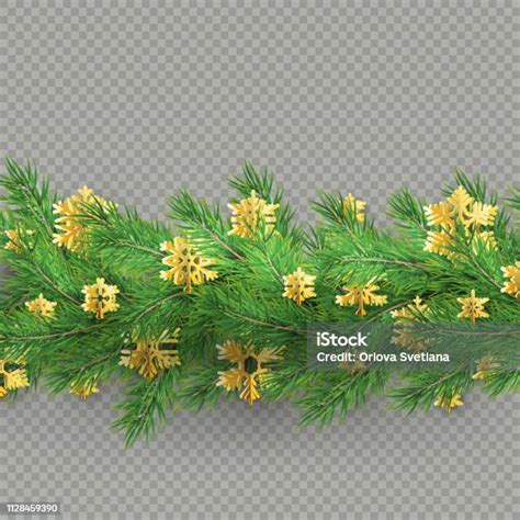 크리스마스 테두리는 투명 한 바탕에 금박 눈송이와 현실 찾고 소나무 분 지의 만든 Eps 10 0명에 대한 스톡 벡터 아트 및 기타 이미지 Istock