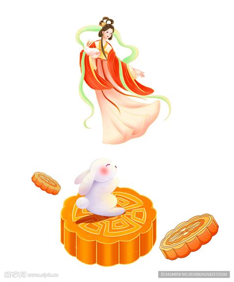 嫦娥 月饼 兔子设计图 卡通设计 广告设计 设计图库 昵图网