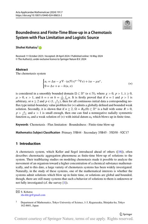 Boundedness And Finite Time Blow Up In A Chemotaxis System With Flux