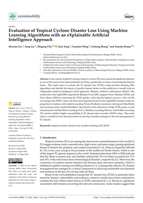 Pdf Evaluation Of Tropical Cyclone Disaster Loss Using Machine Learning Algorithms With An