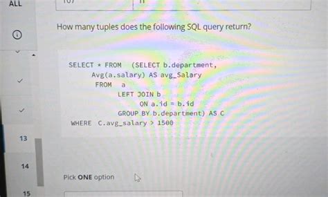 All How Many Tuples Does The Following Sql Studyx