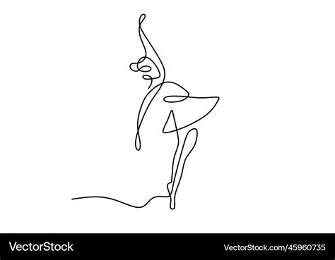 One Single Line Drawing Sexy Woman Ballerina Vector Image