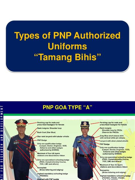 Types Of Pnp Authorized Uniforms Tamang Bihis Pdf Military Personal Equipment Military
