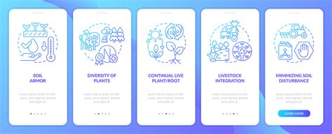 Principles Of Regenerative Farming Blue Gradient Onboarding Mobile App Screen Stock Illustration
