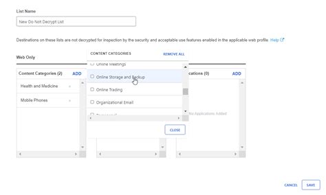 Add A Do Not Decrypt List For Security Profiles For Internet Access