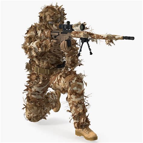 Sniper Shooting In Sitting Position 3d Model 139 3ds Blend C4d