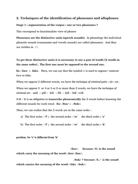 Phonemes Allophones Explanations Pdf Phoneme Linguistics