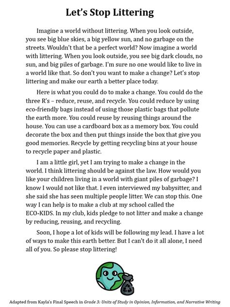 Rla11 Rla12 Lets Stop Littering Opinion Essay Pdf Home And Garden