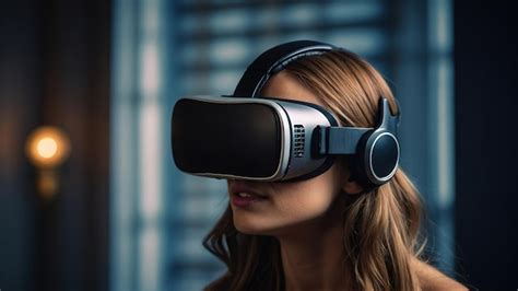 Fashion Portrait Of A Girl In Vr Glasses Premium Ai Generated Image