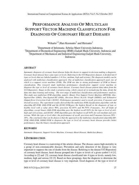 Pdf Performance Analysis Of Multiclass Support Vector Machine