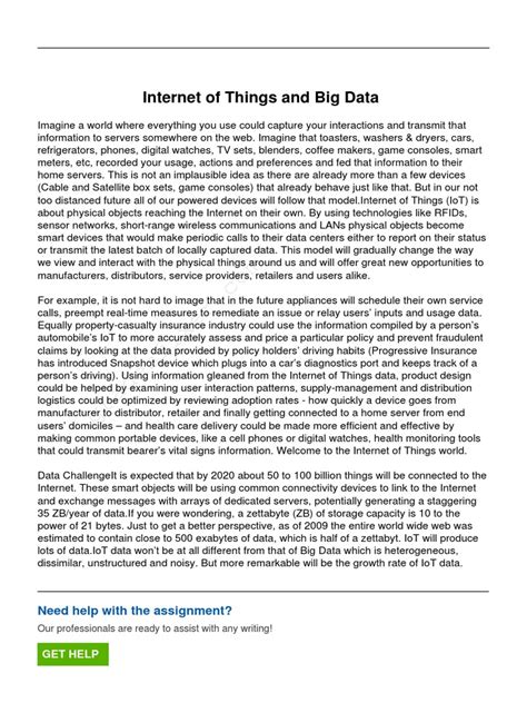 Internet Of Things And Big Data Need Help With The Assignment Pdf