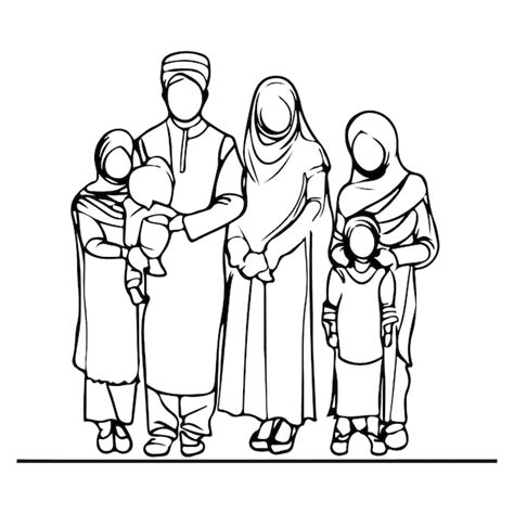 Una familia con un niño y una mujer con un niño Vector Premium