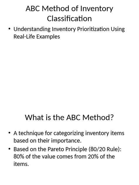 Abc Inventory Classification Presentation Pdf