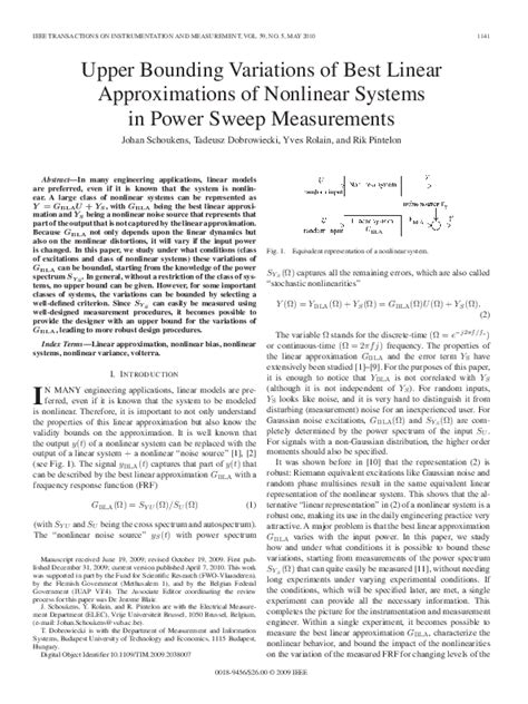Pdf Upper Bounding The Variations Of The Best Linear Approximation Of A Nonlinear System In A