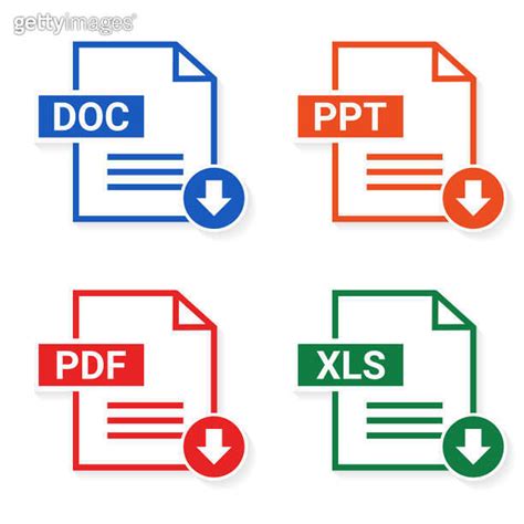 set of of file type format and extension of documents pdf doc ppt