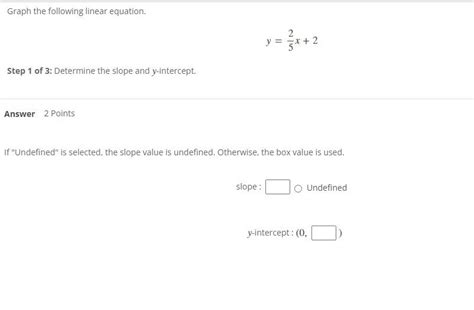 Solved Graph The Following Linear Equation Y 52x 2 Step 1