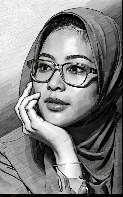 Premium Photo Serene Beauty In Hijab And Glasses