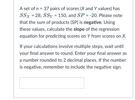 Solved A Set Of N37 ﻿pairs Of Scores X ﻿and Y ﻿values