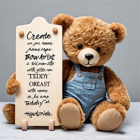 Artist Teddy Bear Name Board With Positive Quote Stable Diffusion Online