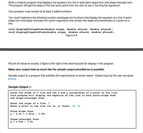 Solved Write A Modular Program That Displays The Equation Of