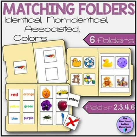 Matching File Folders Pictures Non Identical Associated Color Words Sped