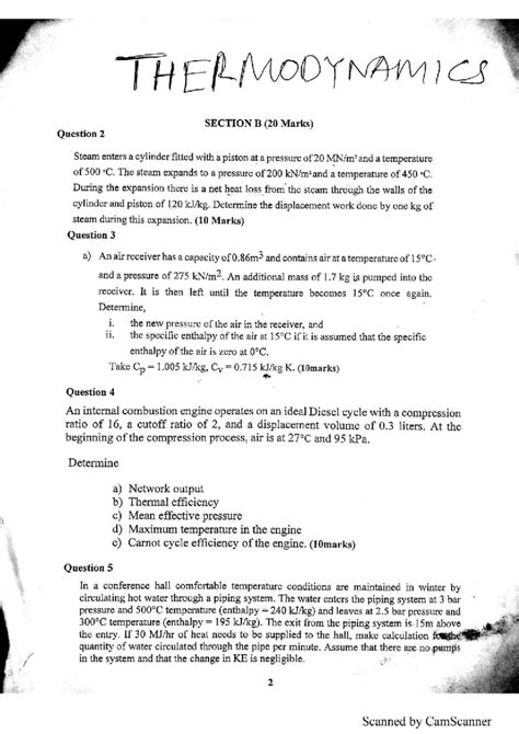 Thermodynamics PAST Papers Computer Engineering Studocu