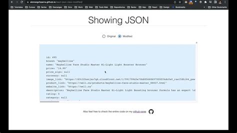 react json view modified youtube