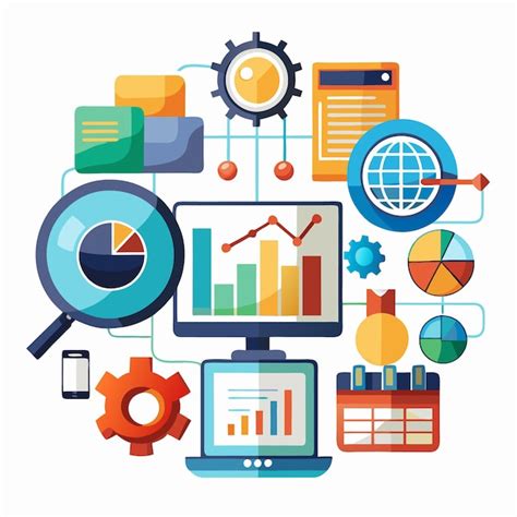 Colorful Business Data Analytics Marketing And Website Optimization Concept With Icons And