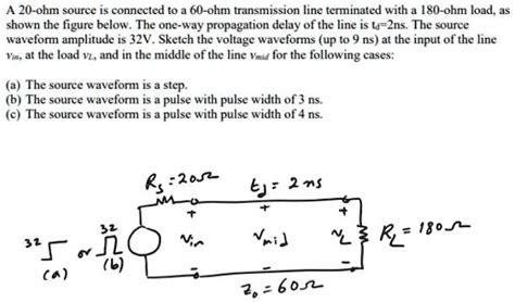 A 20 Ohm Source Is Connected To A 60 Ohm Transmission Line Terminated With A 180 Ohm Load As