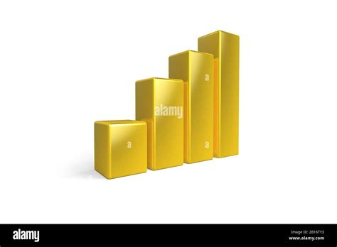 3d rendering golden colored business statistic growth graph chart