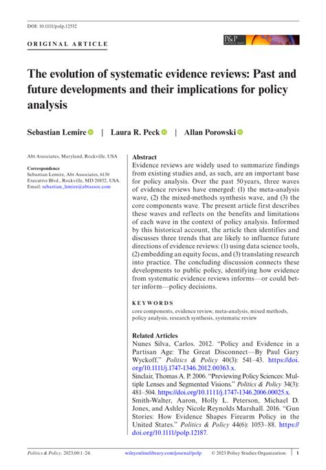 Pdf The Evolution Of Systematic Evidence Reviews Past And Future