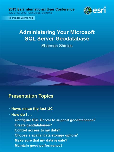 Administering Your Microsoft Sql Server Geodatabase Pdf Microsoft