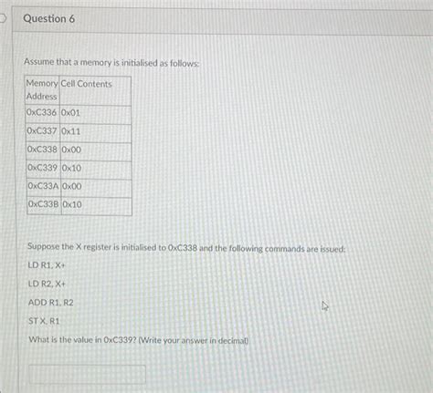 Solved D Question 6 Assume That A Memory Is Initialised As