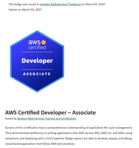 Venkata Thotakura On Linkedin Aws Certifieddeveloper Cloudcomputing
