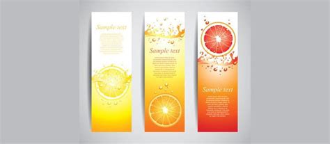 3 달콤한 감귤 슬라이스 스플래시 수직 배너 세트 Eps Uidownload