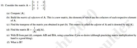 solved 10 consider the matrix 4 compute 4 b build the matrix