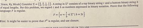 Solved Consider Σ 00011011 ﻿a String In Σ ﻿consists