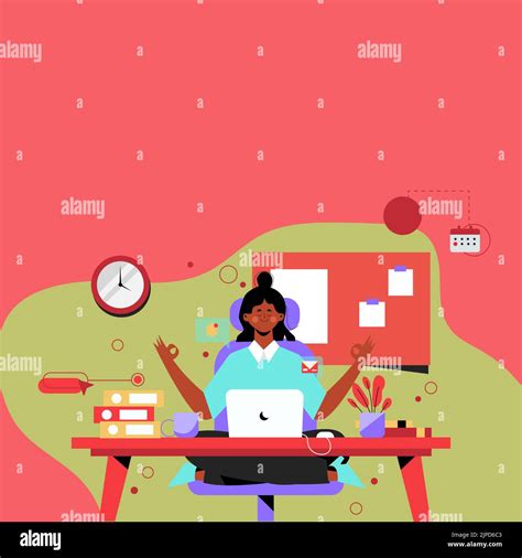 Tidy Workspace Setup Smart Office Arrangement Study Table Stock
