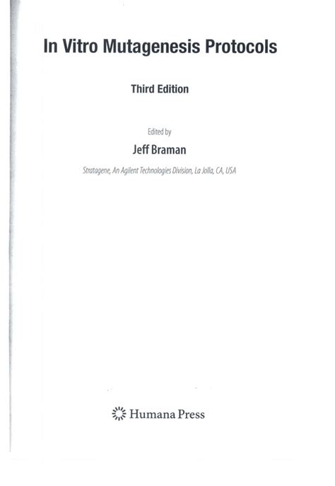 Pdf Springer Protocols Methods In Molecular Biology 634 In Vitro Mutagenesis Protocols