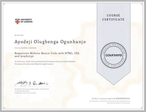 Coursera Web Design University Of London