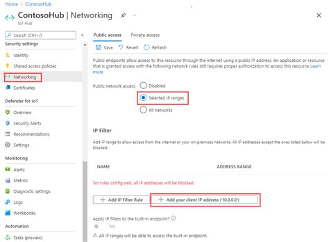 mengelola akses jaringan publik untuk azure iot hub microsoft learn