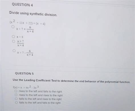 Solved Divide Using Synthetic Division Chegg