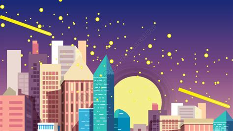 안녕 잘 자 도시 야경 점변 편평 스타일 삽화 안녕하세요 도시 건축 야경 일러스트 Pngtree 로열티 무료