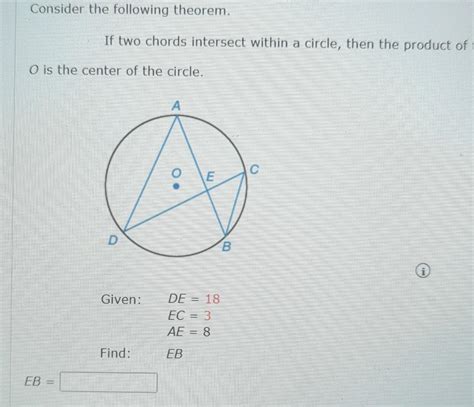 solved consider the following theorem if two chords