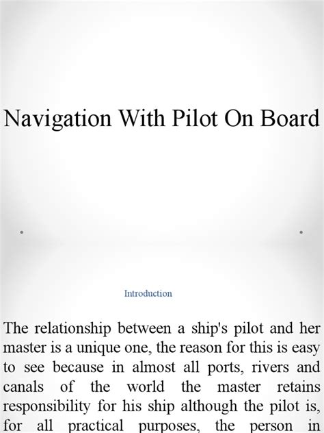 Navigation With Pilot On Board Mod 202210 Pdf Maritime Pilot